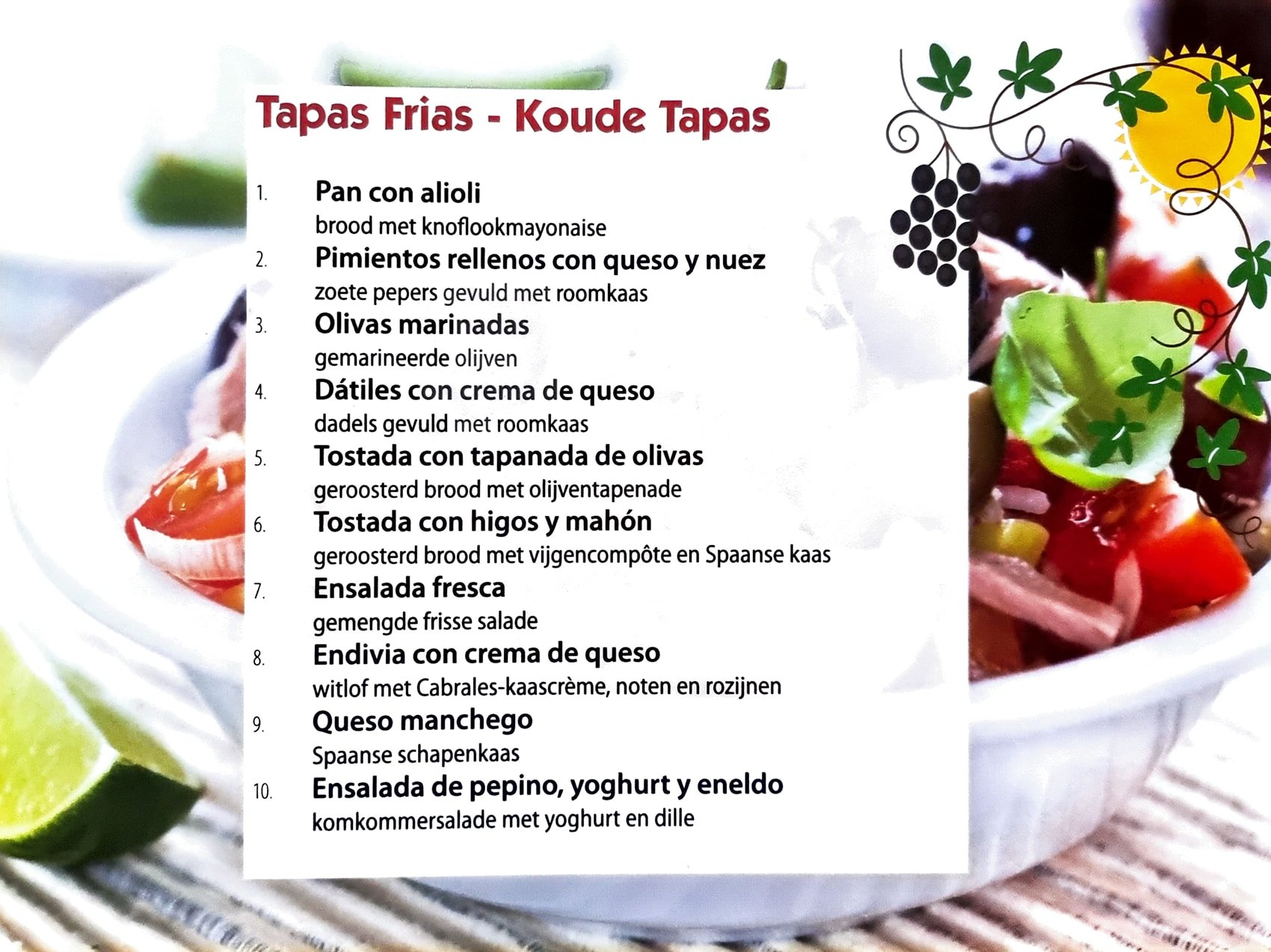 All U Can Eat Menu • Spaans Tapas Restaurant Ramblas Zeist