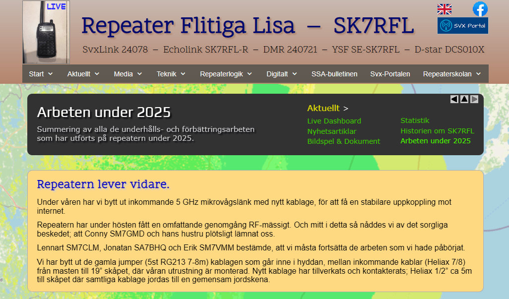 Arbeten under 2025 | Repeater Flitiga Lisa | sk7rfl.se
